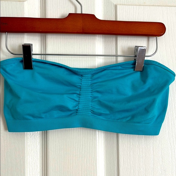 Fabletics | Tops | Euc Fabletics Blue Ruched Fitted Tube Top | Poshmark